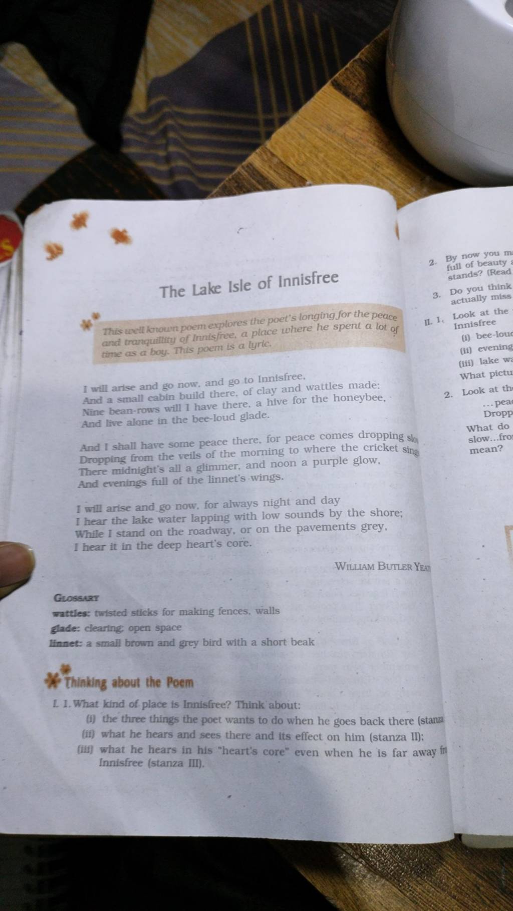 The Lake Isle of Innisfree This well known poem explores the poet's longi..
