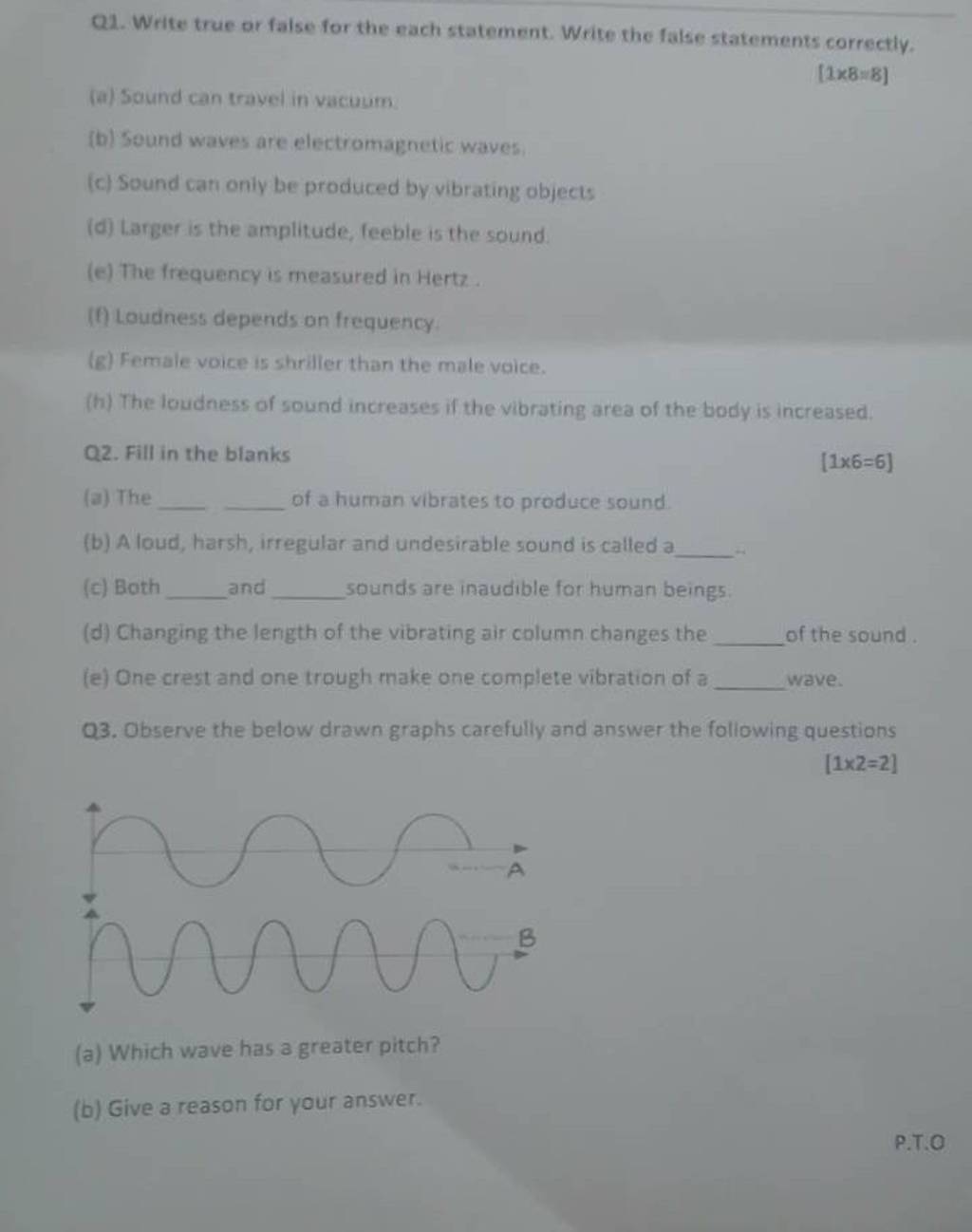 Female voice is shriller than the male voice. (h) The loudness of sound