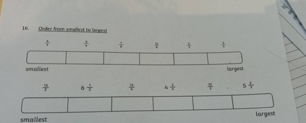 16. Order from smallest to largest | Filo