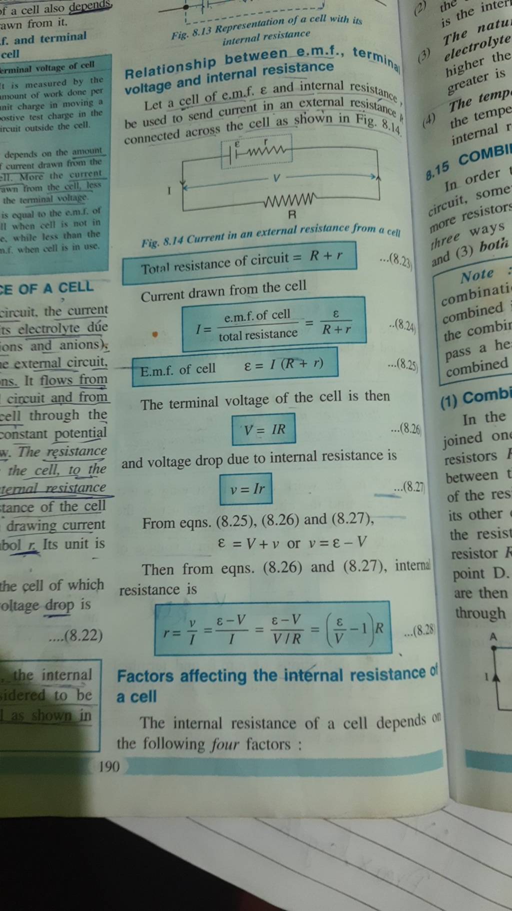 f. and terminal internal resistance erminal voltage of cell Relationship