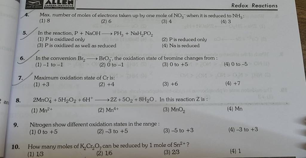 Nitrogen show different oxidation states in the range: | Filo Nitrogen show different oxidation states in the range: | Filo