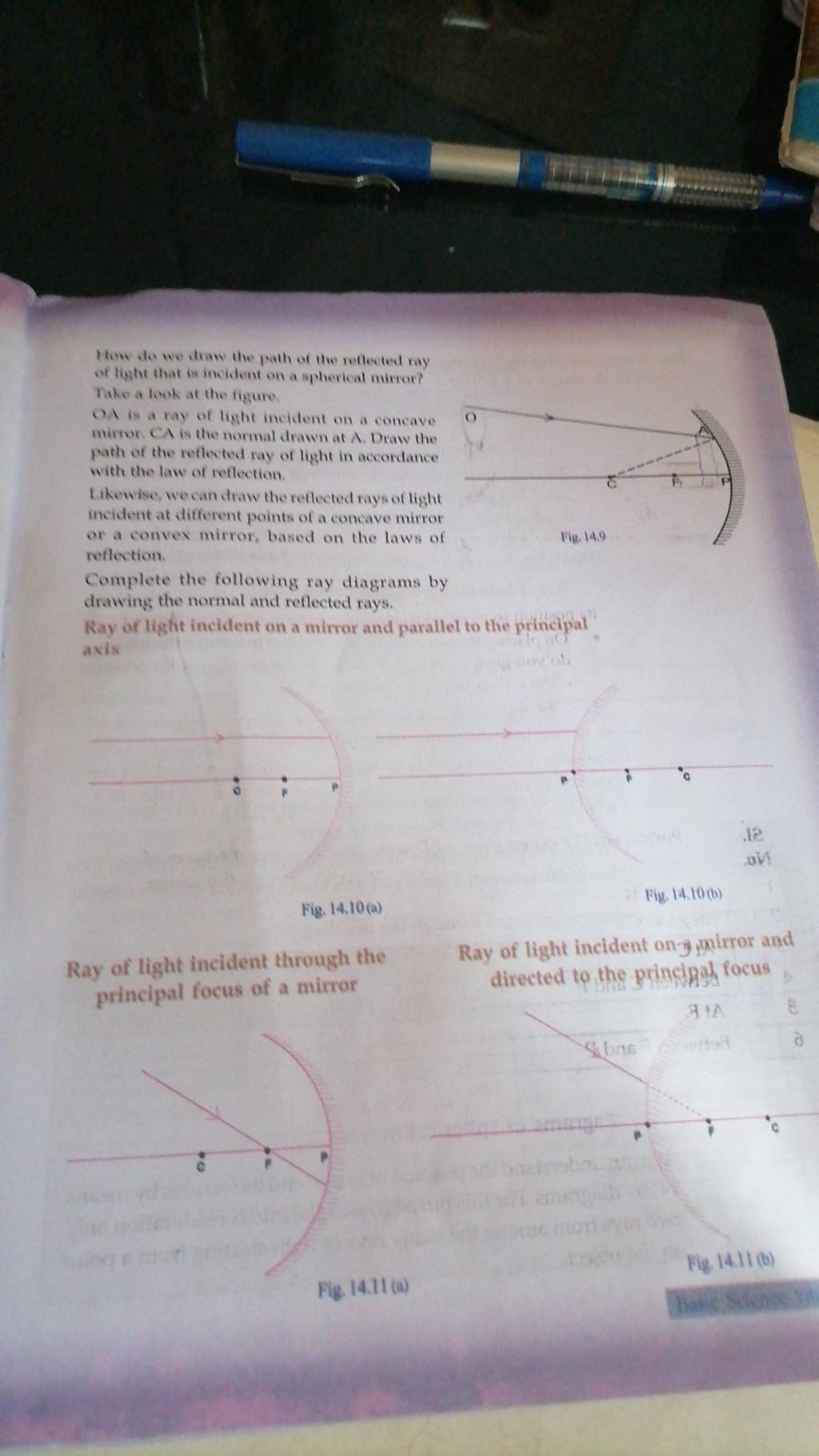 How do we draw the path of the reflected ray or light that in incident on..
