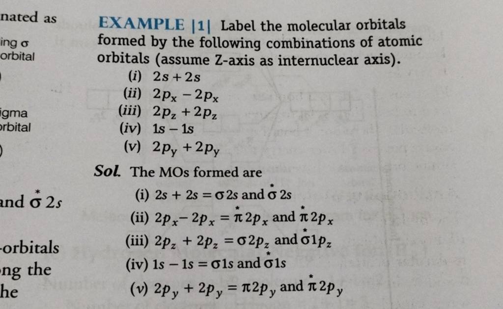 Example 1 ∣ Label The Molecular Orbitals Formed By The Following Combina