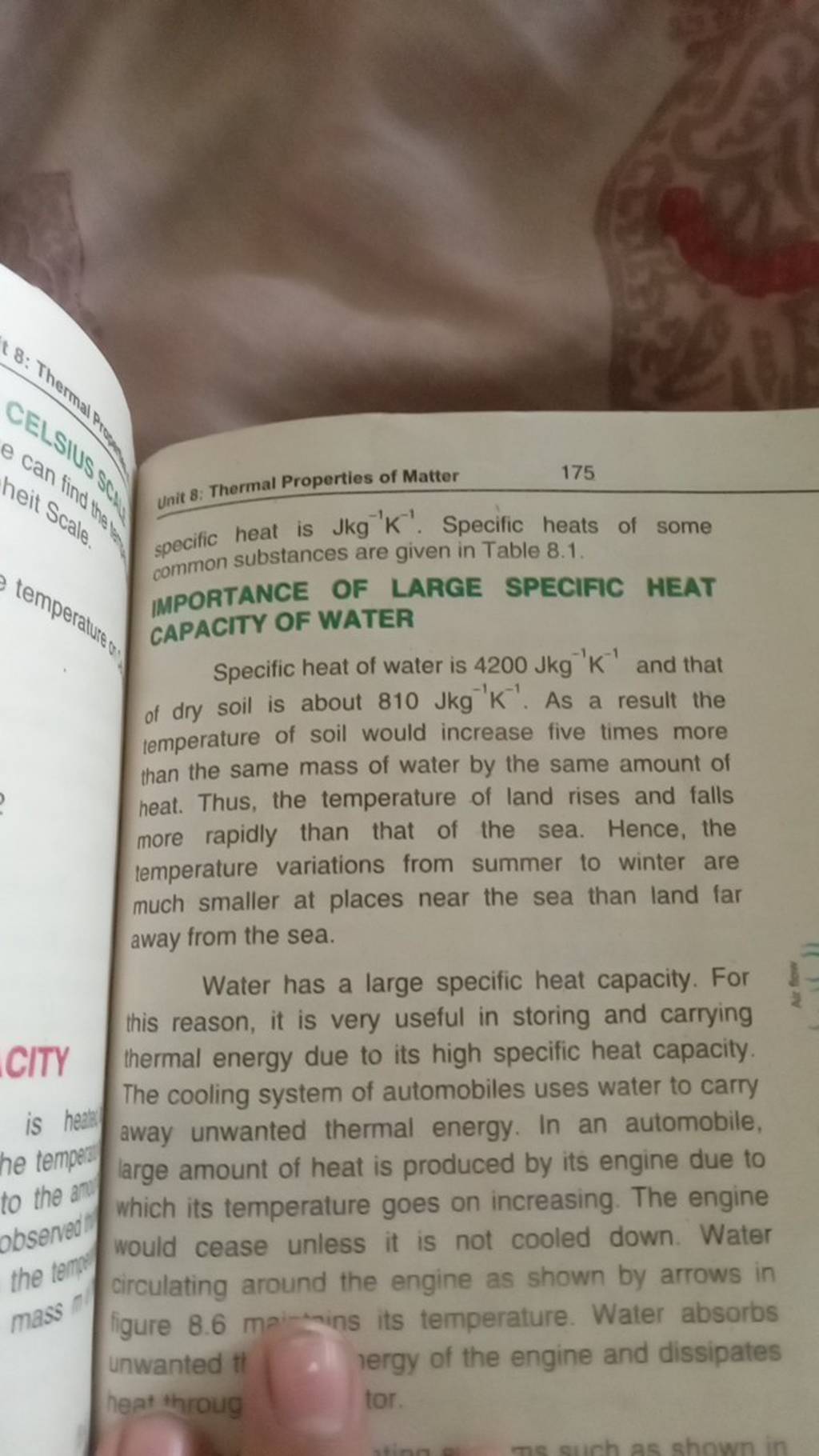 Unit 8: Thermal Properties of Matter 175 specific heat is Jkg−1 K−1. Spec..