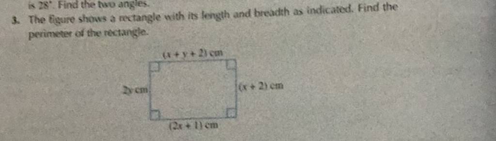 3. The figure shows a rectangle with its length and breadth as indicated...