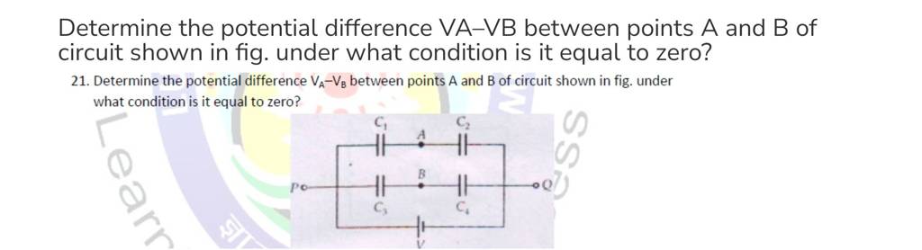 Determine the potential difference VA−VB between points A and B of circui..