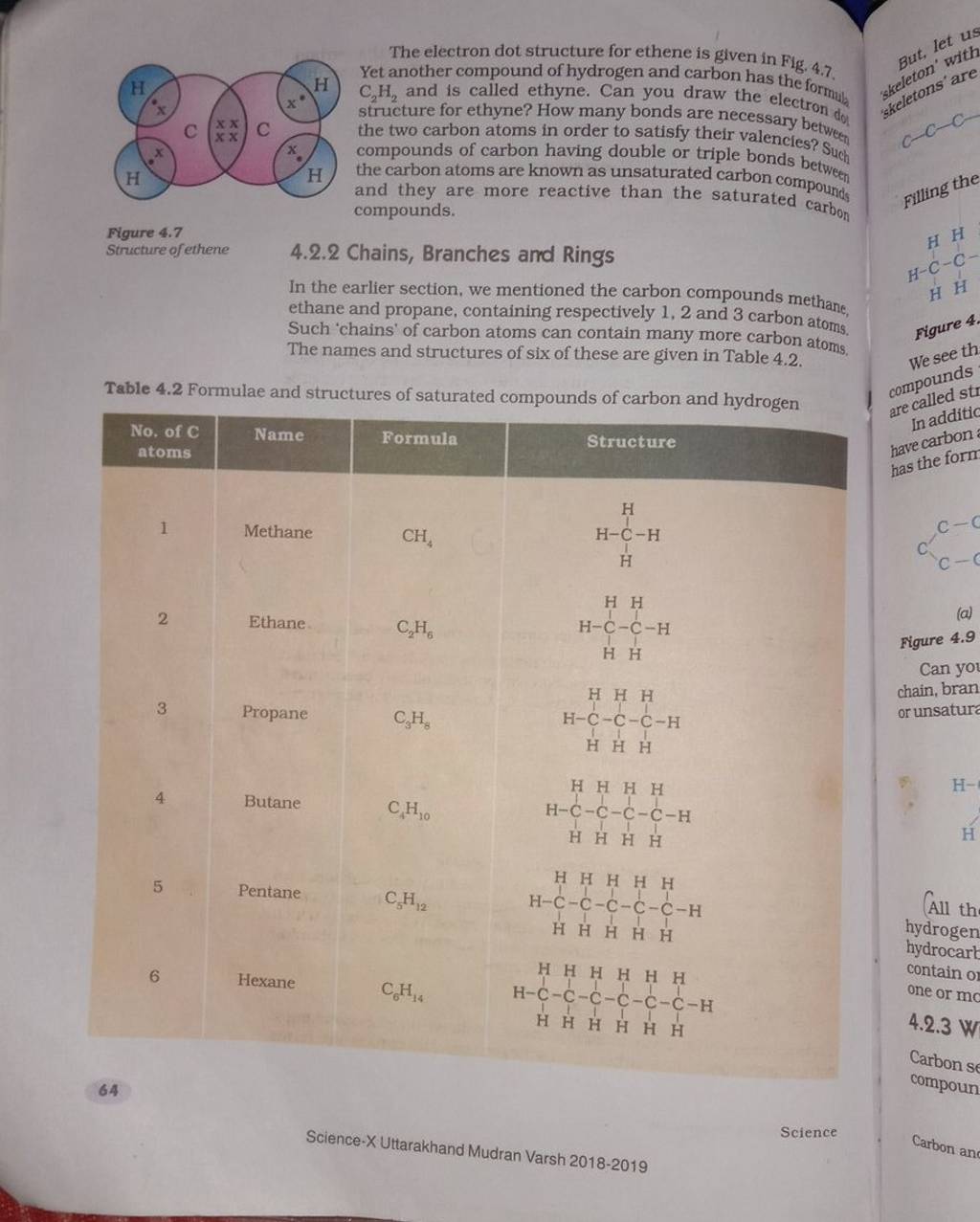 The electron dot structure for ethene is given in Fig. 4.7, Yet another c..