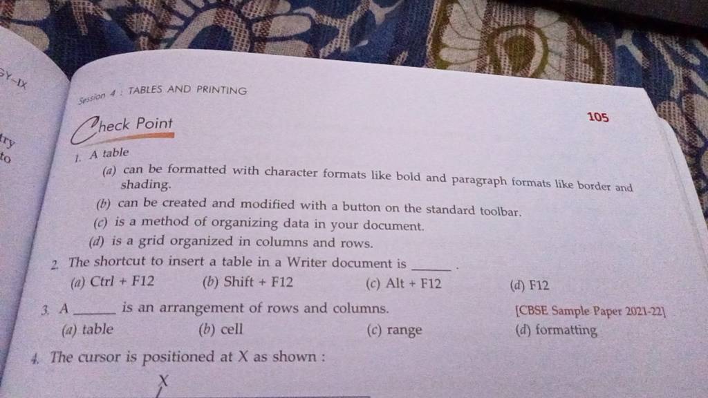 A is an arrangement of rows and columns. [CBSE Sample Paper 2021-22]..