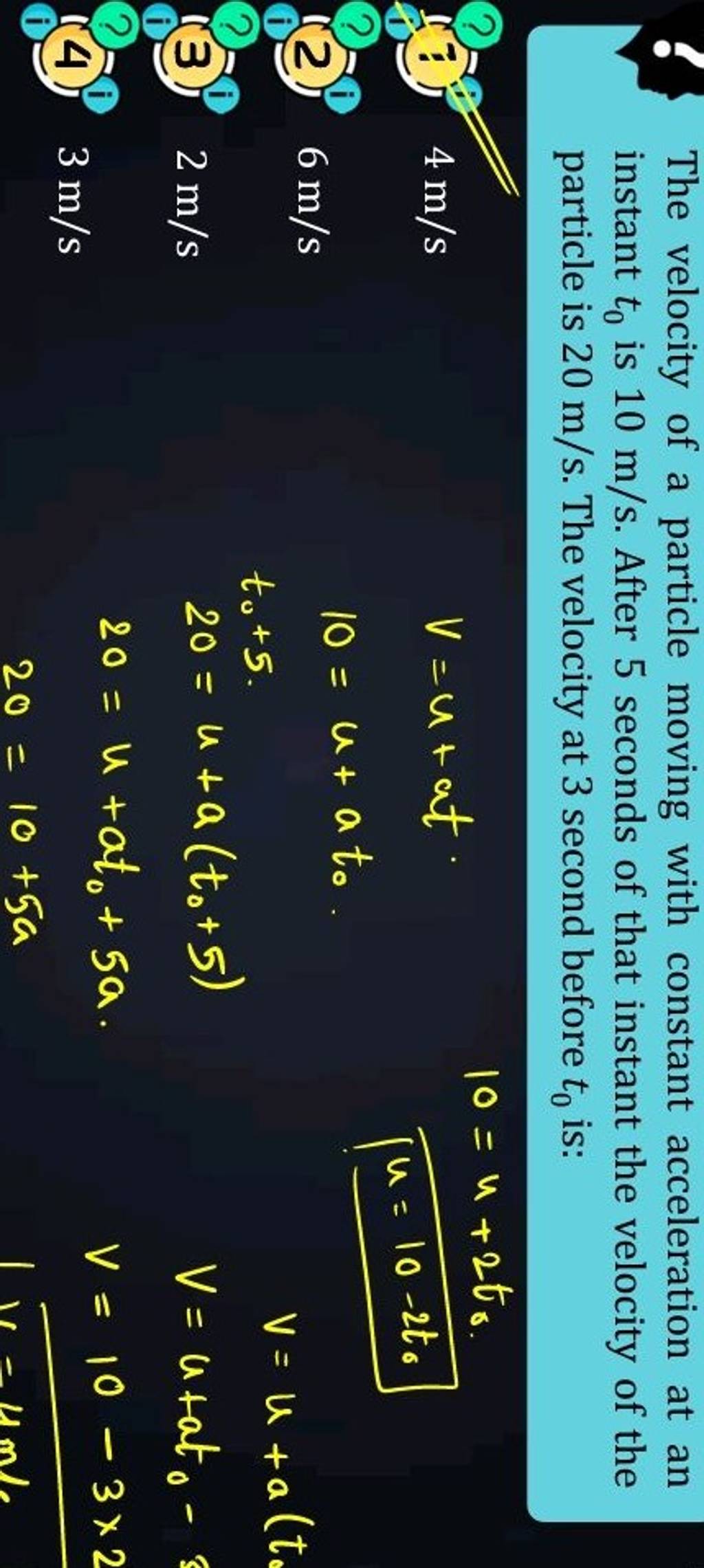 The Velocity Of A Particle Moving With Constant Acceleration At An Instan
