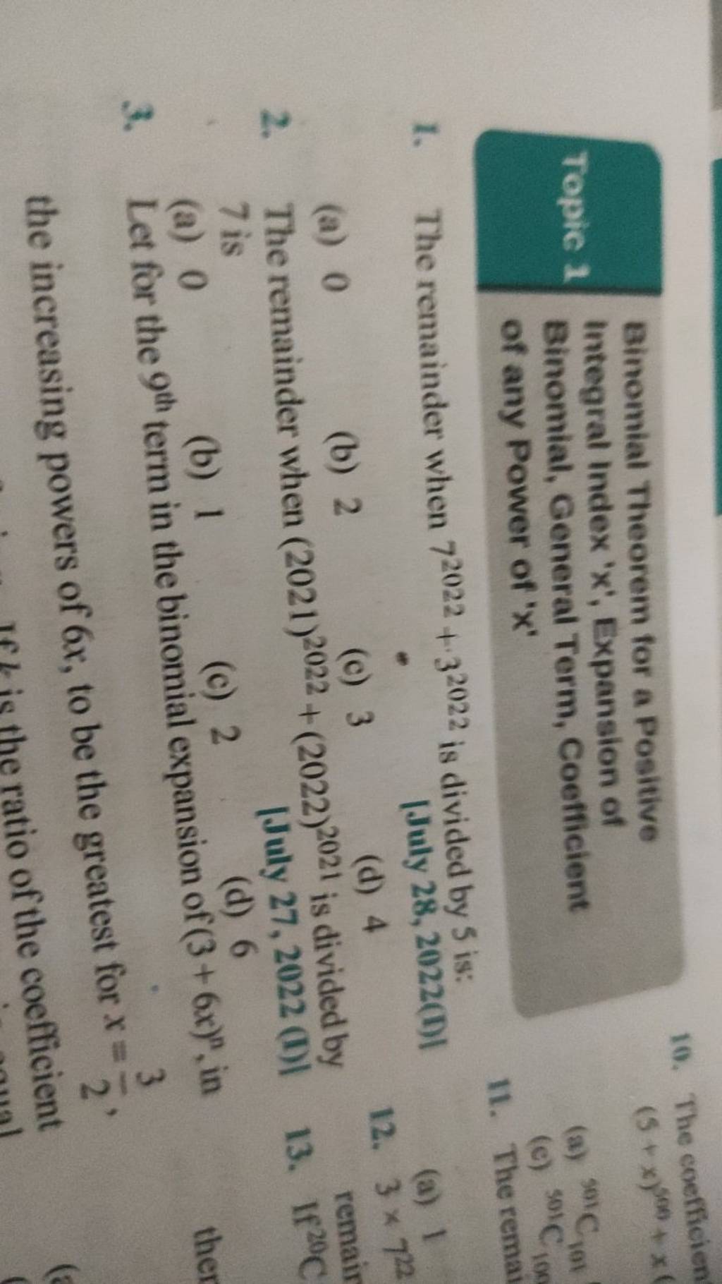 Binomial Theorem for a Positive Integral Index ' x ', Expansion of Binomi.. Binomial Theorem for a Positive Integral Index ' x ', Expansion of Binomi..