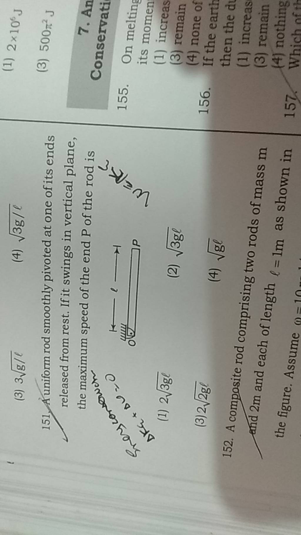 A uniform rod smoothly pivoted at one of its ends | Filo