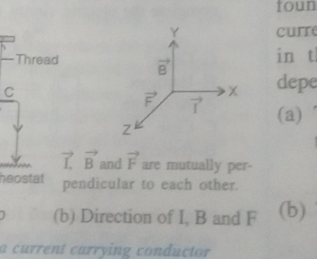 I,B and F are mutually perpendicular to each other. (b) Direction of L,B