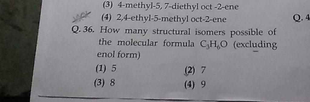 36 How Many Structural Isomers Possible Of The Molecular Formula C3 H6 O