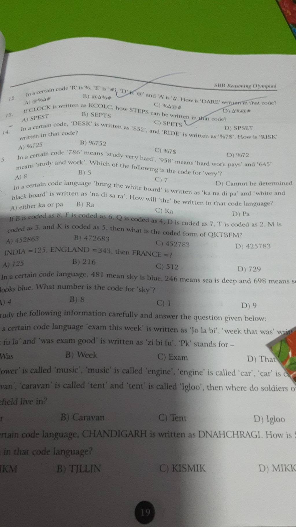 tudy the following information carefully and answer the question given be.. tudy the following information carefully and answer the question given be..