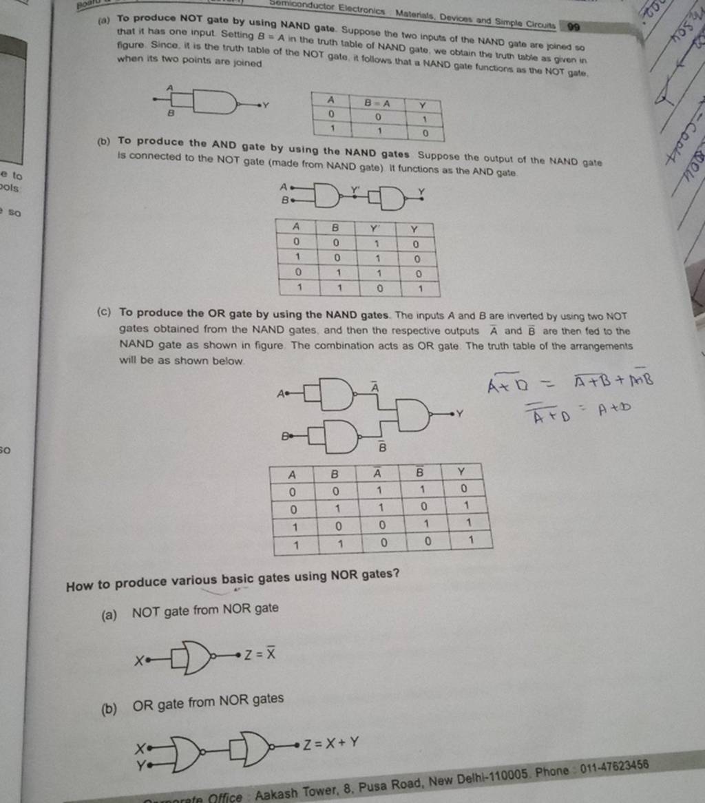 (a) To produce NOT gate by using NAND gate. Suppose the two inputs of the..