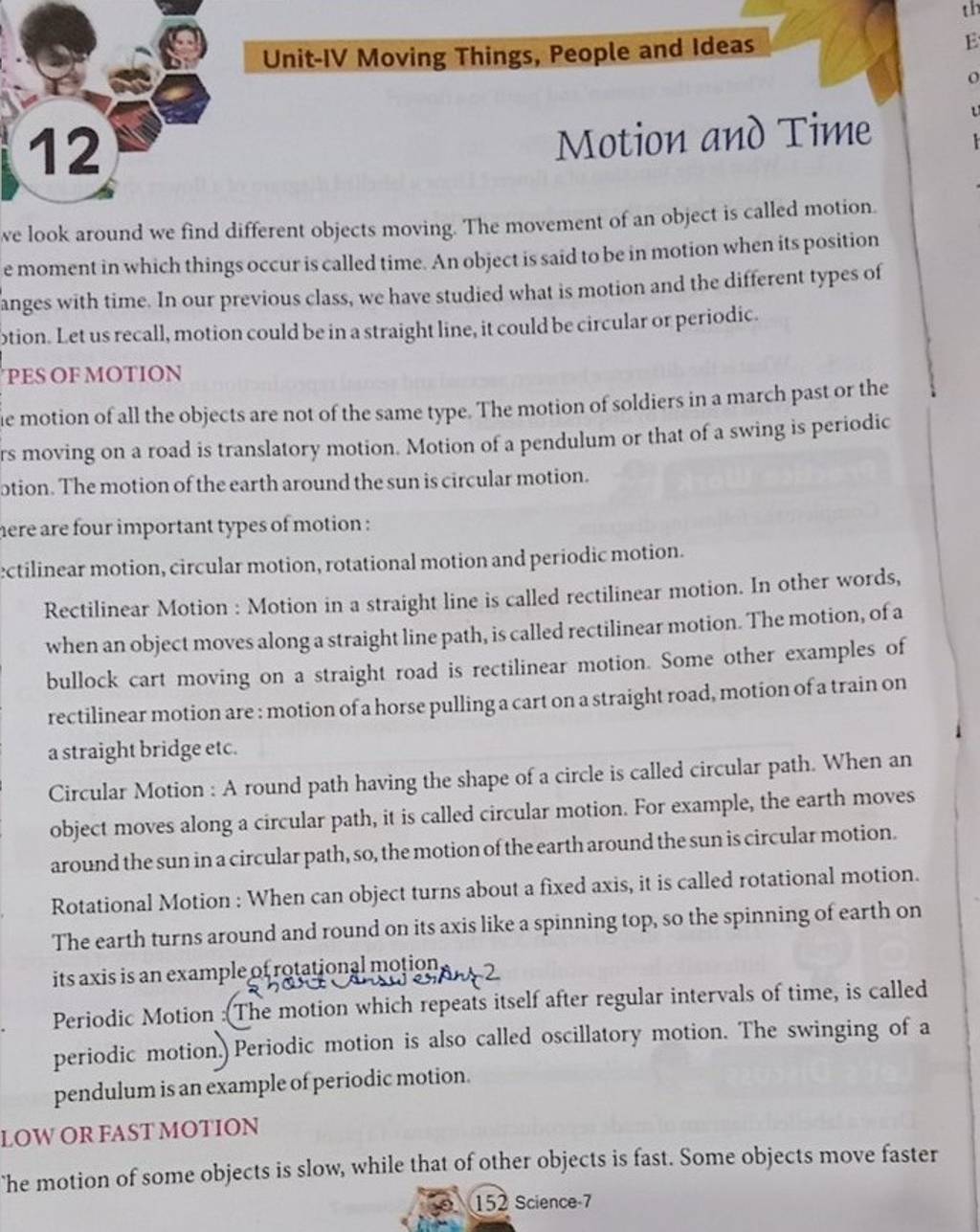 Unit-IV Moving Things, People and Ideas 12 Motion and Time look around we..