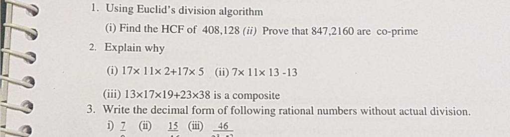 1 Using Euclids Division Algorithm I Find The Hcf Of 408128 Ii Pro