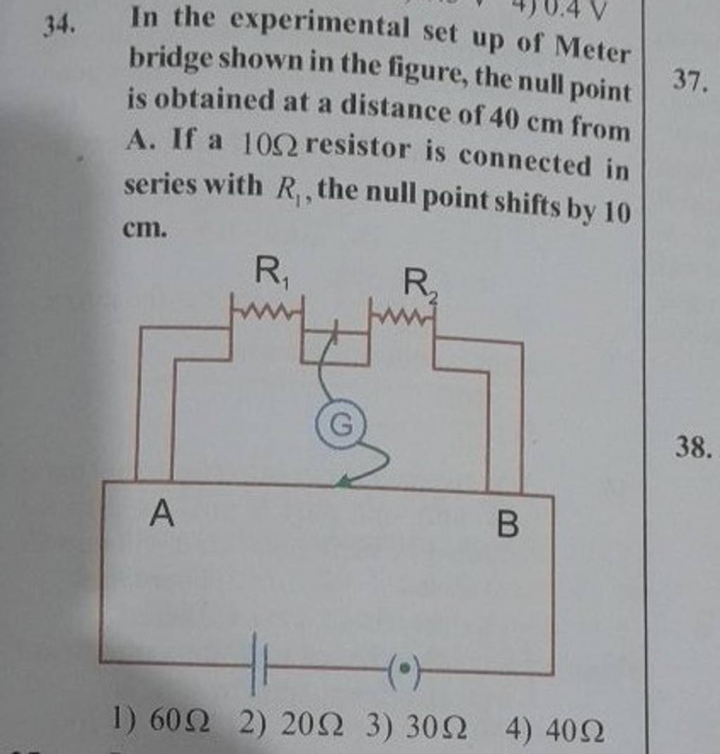 In the experimental set up of Meter bridge shown in the figure, the null