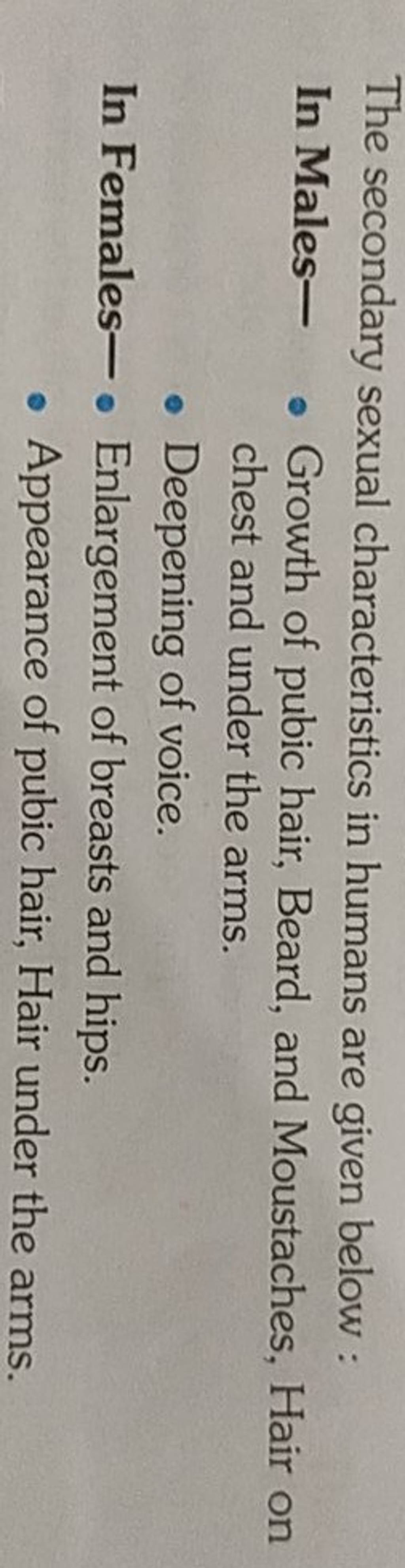 The Secondary Sexual Characteristics In Humans Are Given Below Filo