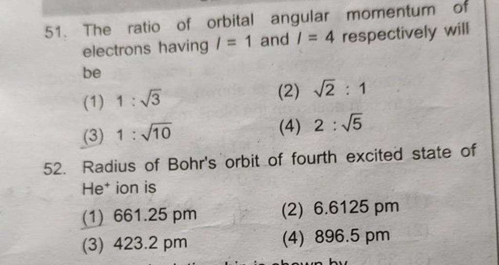 Radius Of Bohrs Orbit Of Fourth Excited State Of He Ion Is Filo