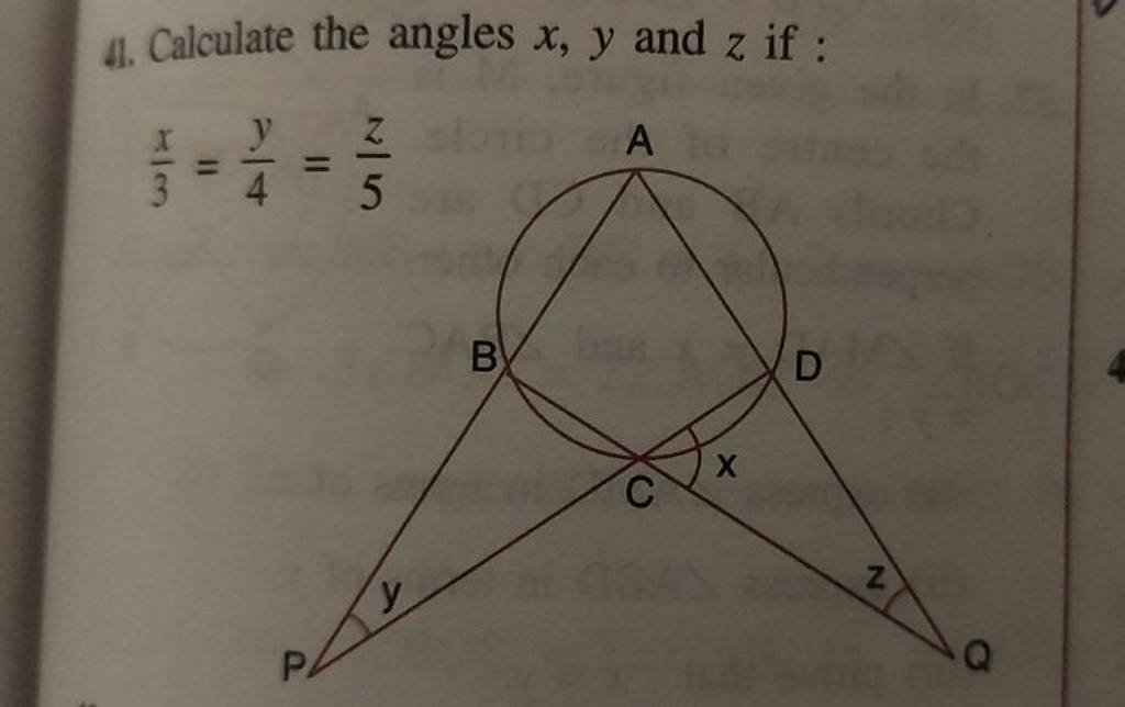4. Calculate the angles x,y and z if : | Filo