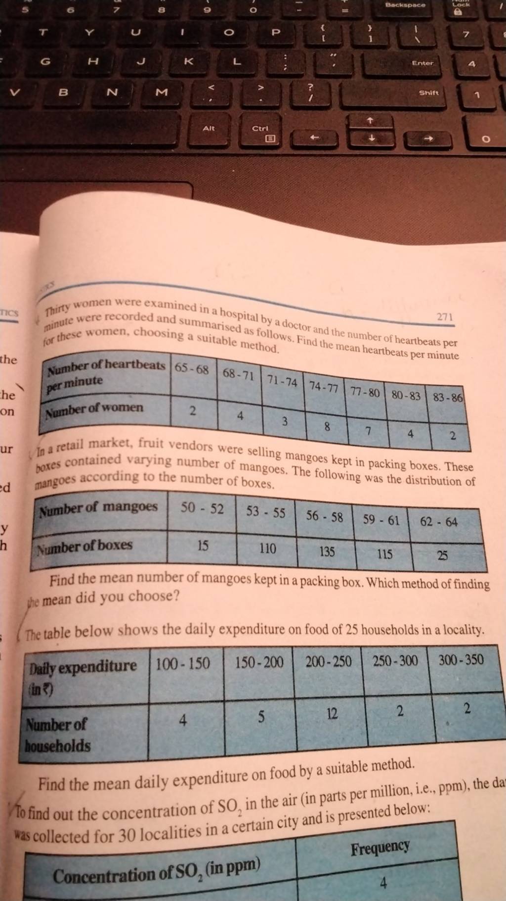 minute were recorded and summarised as follows. Find the number of heartb..