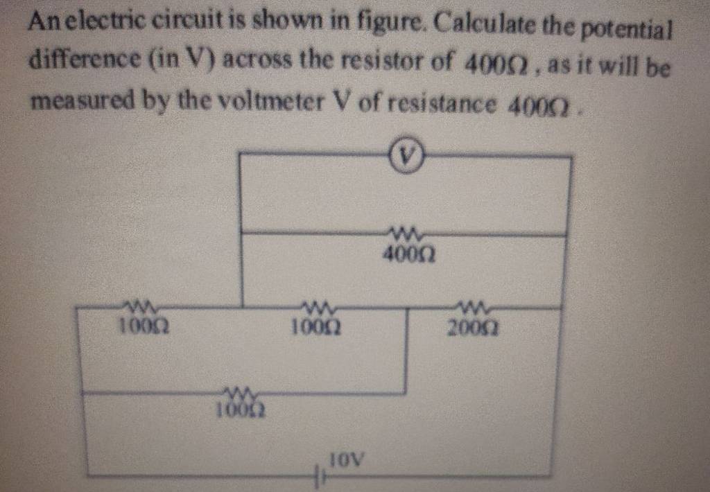 An electric circuit is shown in figure. Calculate the potential differenc..