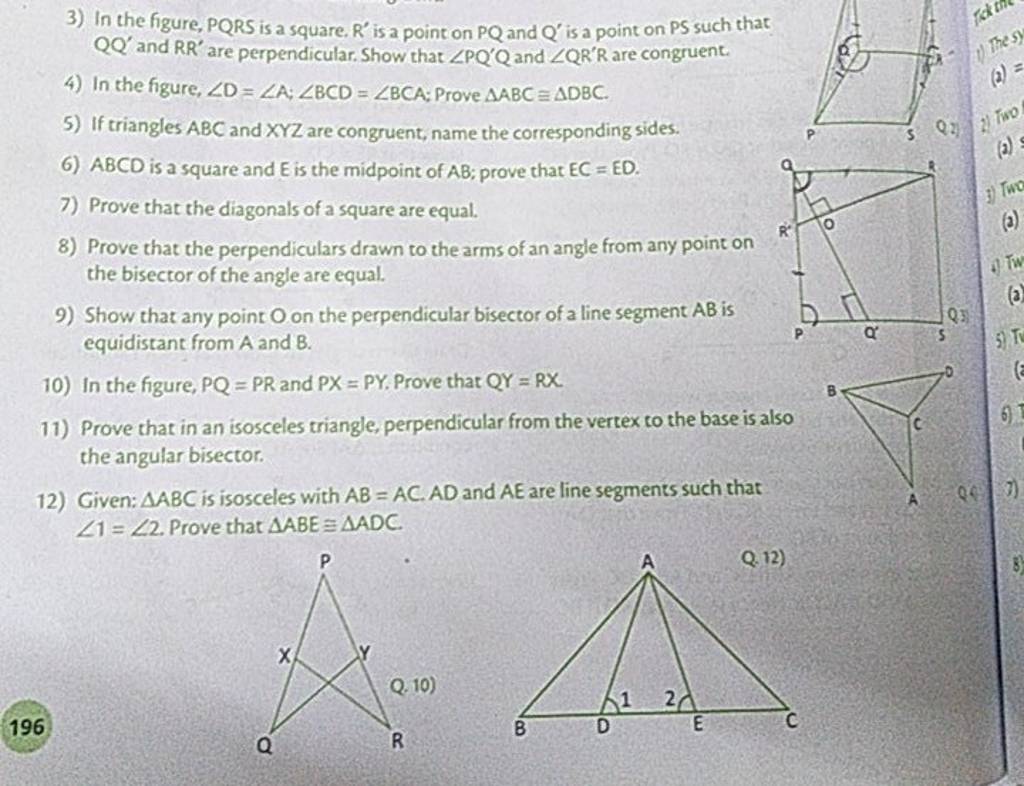 3) In the figure, PQRS is a square. R′ is a point on PQ and Q′ is a point..