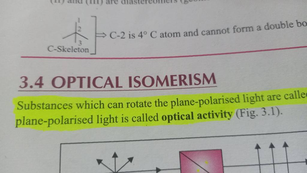 3.4 OPTICAL ISOMERISM Substances which can rotate the plane-polarised lig..