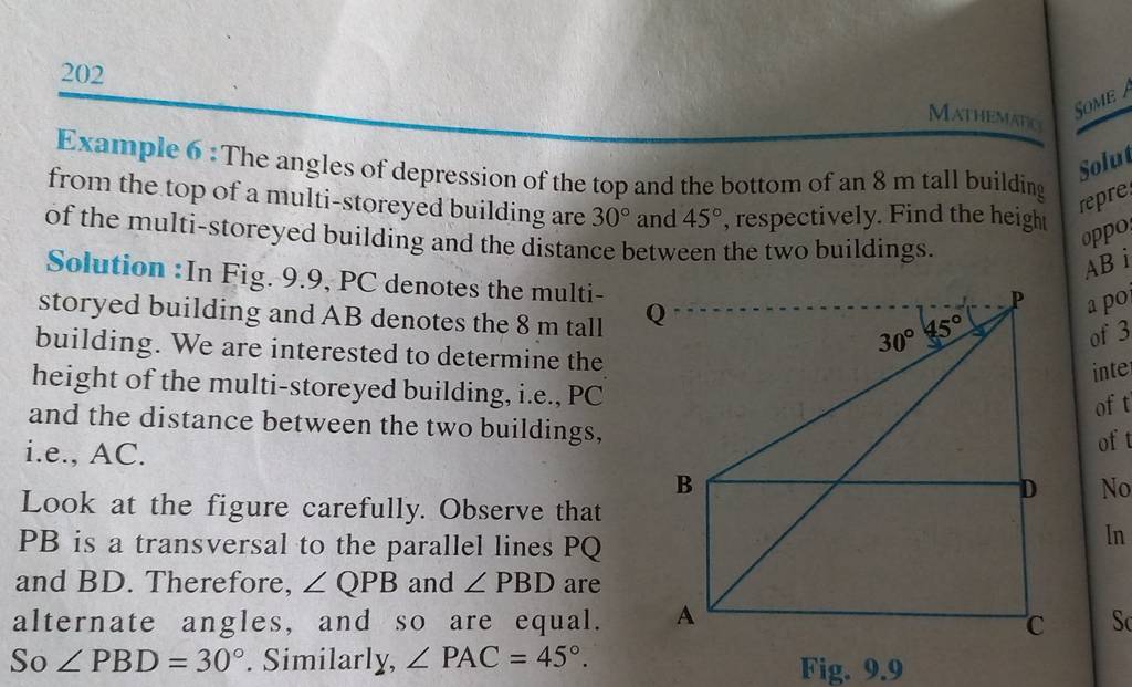 202 Example 6 The Angles Of Depression Of The Top And The Bottom Of An