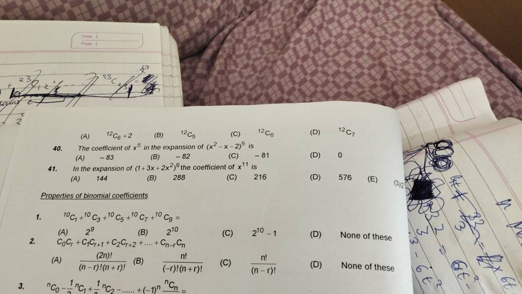 Properties of binomial coefficients 1. 10C1 +10C3 +10C5 +10C7 +10C9 Properties of binomial coefficients 1. 10C1 +10C3 +10C5 +10C7 +10C9