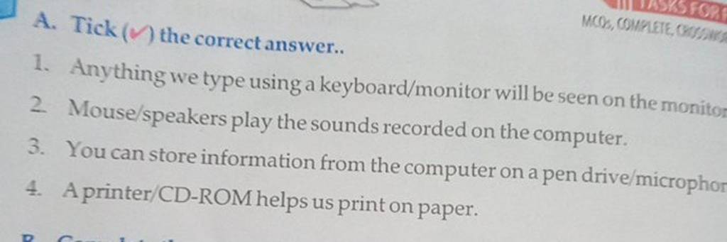Tick ( ) the correct answer.. | Filo
