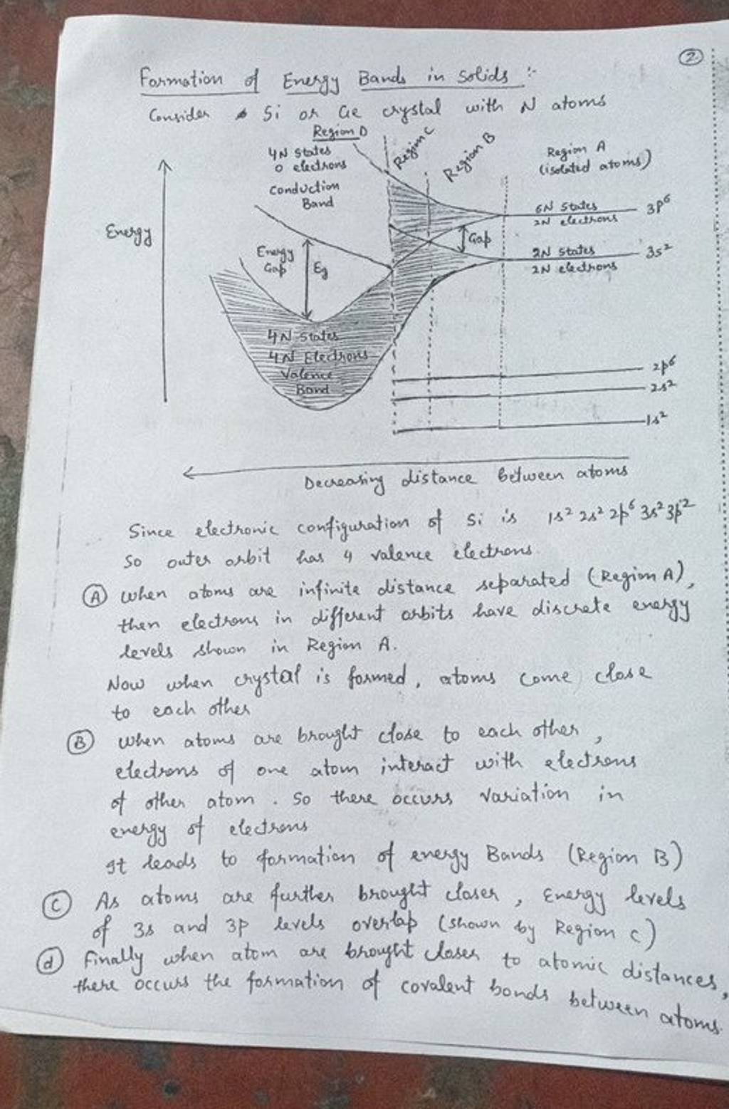 Formation of Energy Bands in solids:- Consider Si or ce crystal with N at..