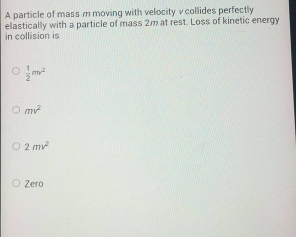 A particle of mass m moving with velocity v collides perfectly elasticall..