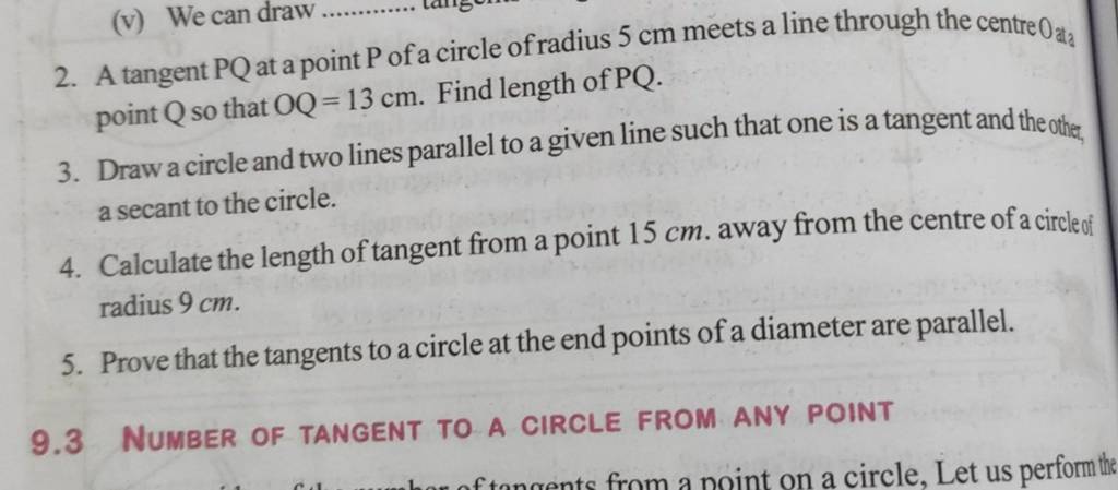 V We Can Draw 2 A Tangent Pq At A Point P Of A Circle Of Radius 5 Cm M