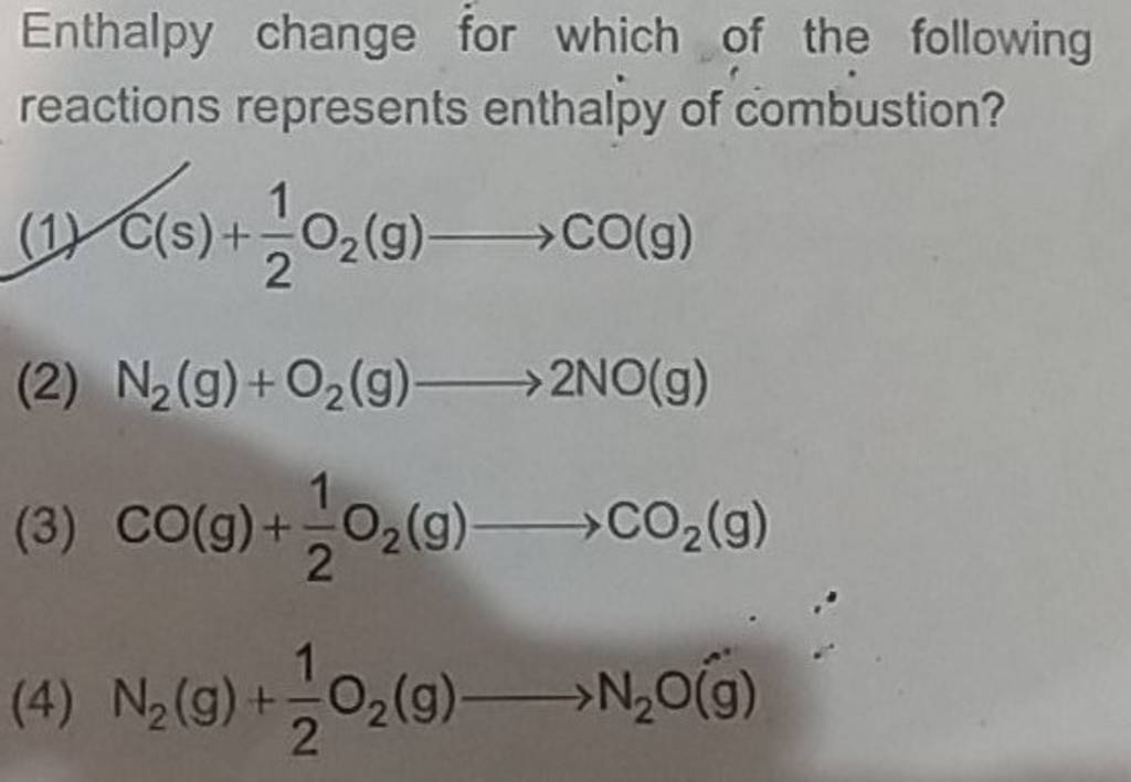 Enthalpy change for which of the following reactions represents enthalpy
