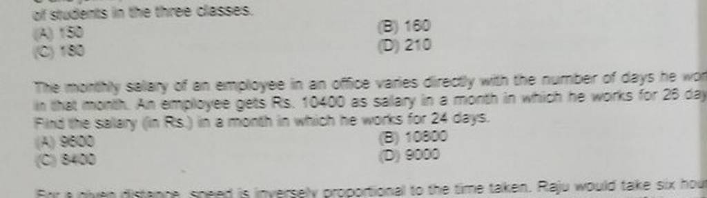 The monthy salary of an employee in an office varies directy with the num..