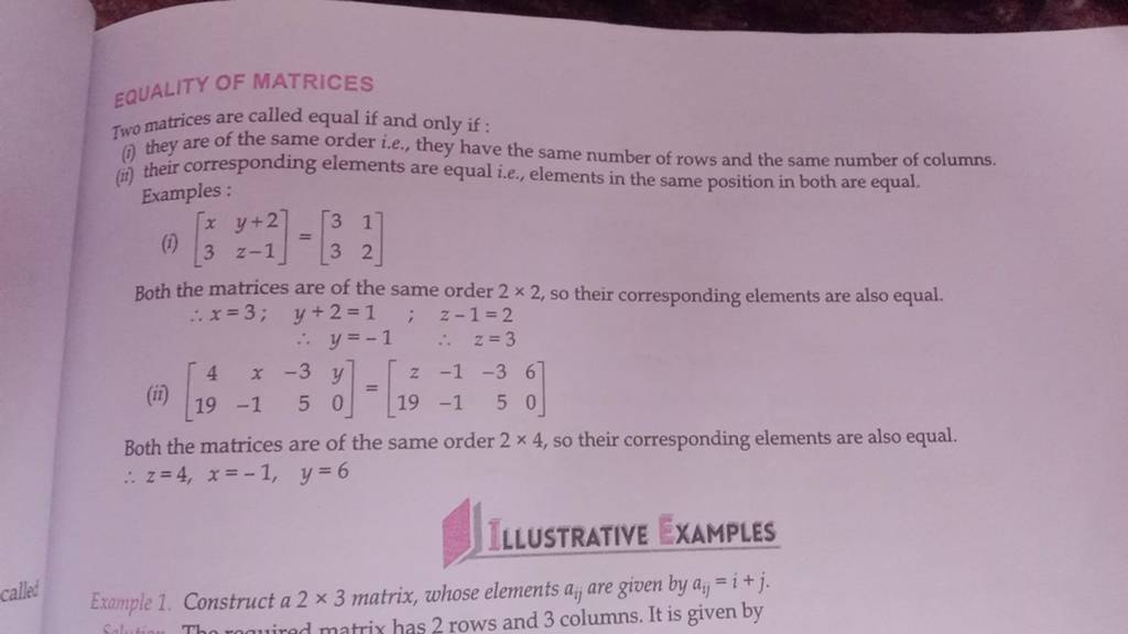 Equality Of Matrices Two Matrices Are Called Equal If And Only If I T