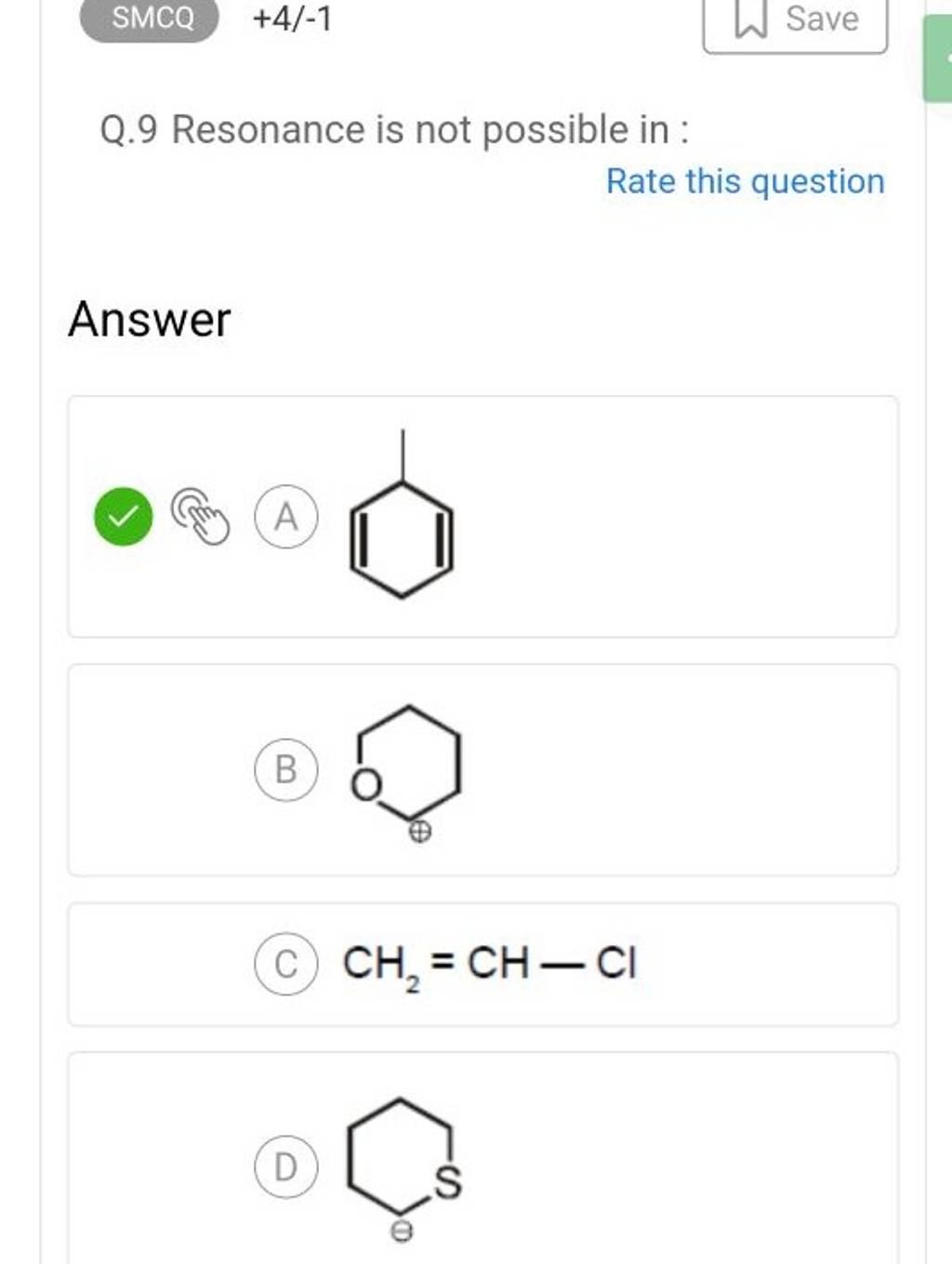 Q.9 Resonance is not possible in : Rate this question Answer (min) A (B)