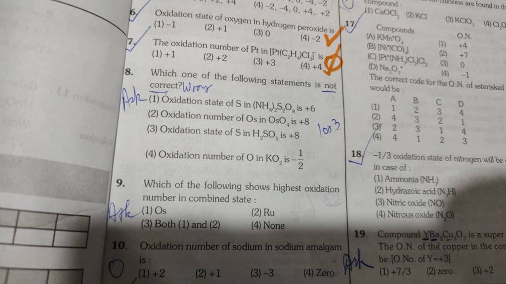 Compound YBa2 Cu3 O7 is a super 10. Oxidation number of sodium in sodium..