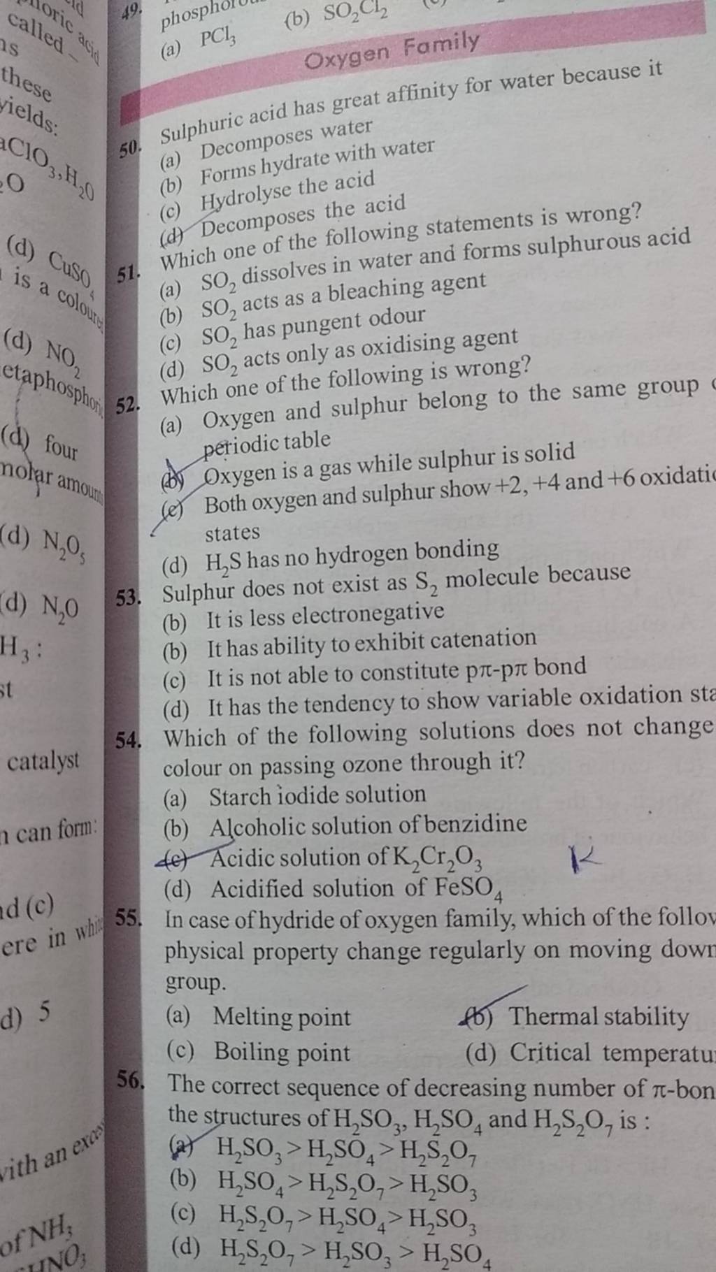 The correct sequence of decreasing number of π-bon the structures of H2 S.. The correct sequence of decreasing number of π-bon the structures of H2 S..