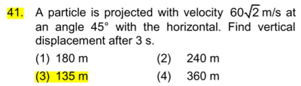 A Particle Is Projected With Velocity 602 M S At An Angle 45∘ With The H