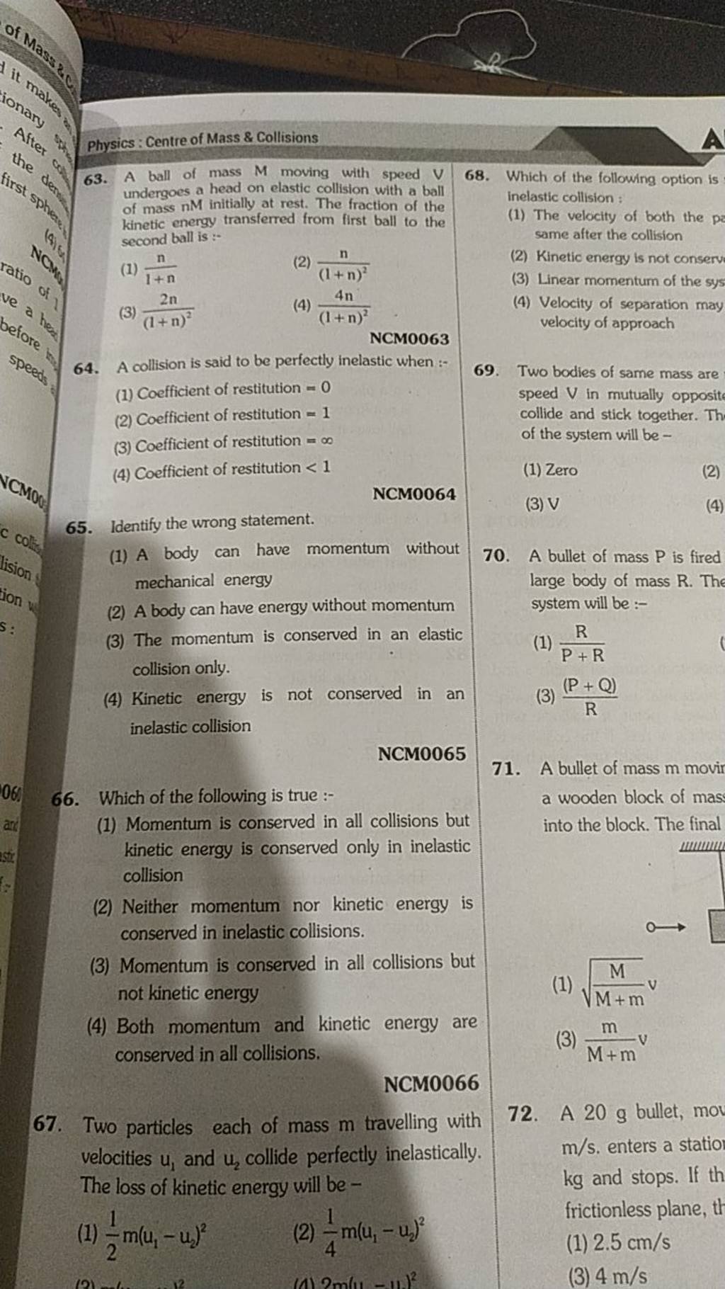 A bullet of mass P is fired mechanical energy large body of mass R. The..