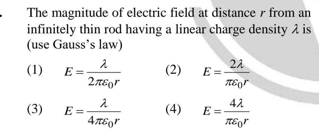 The magnitude of electric field at distance r from an infinitely thin rod..
