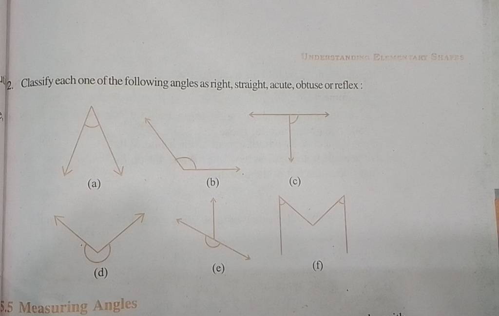 2. Classify each one of the following angles as right, straight, acute, o..