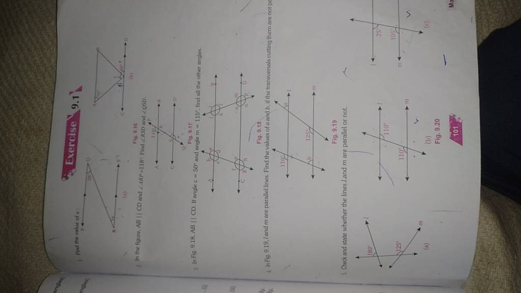 In the figure, AB∣∣CD and ∠ARP−−118∘. Find ∠RSD and ∠OSD. 3. In Fig. 9.18..