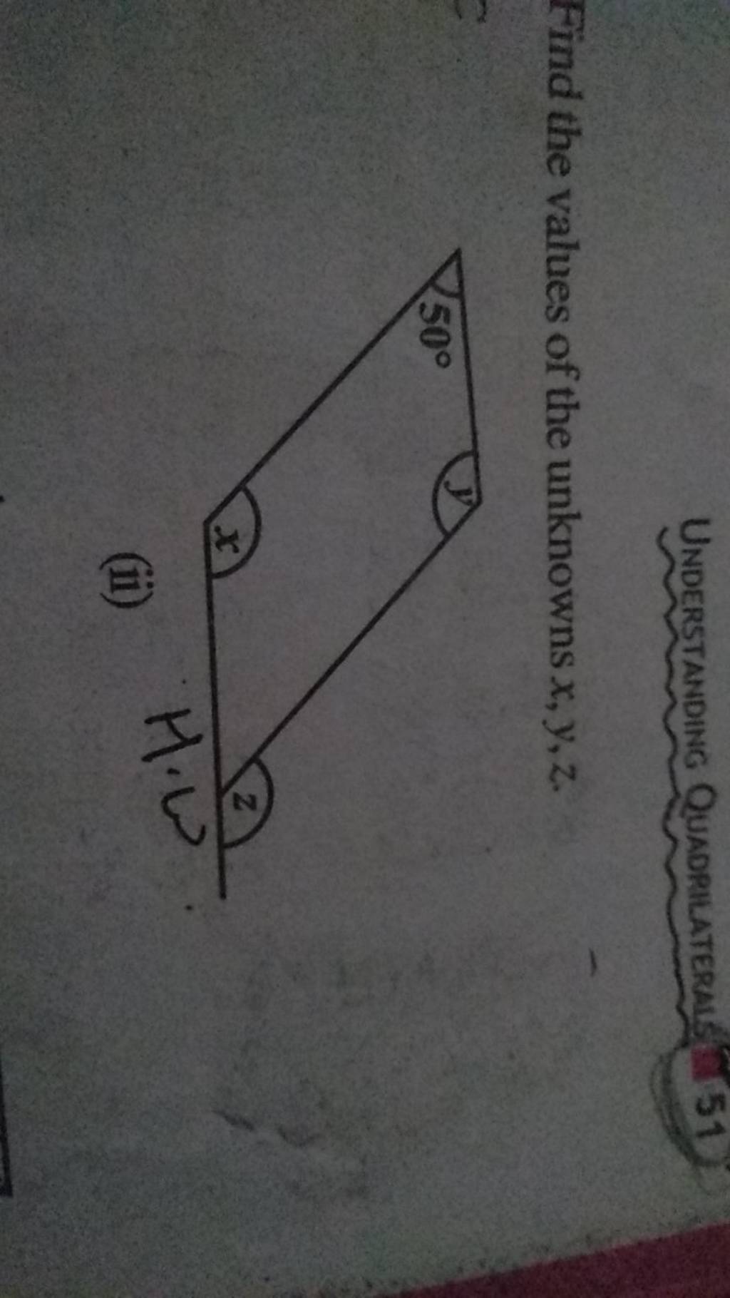 Find the values of the unknowns x,y,z. | Filo Find the values of the unknowns x,y,z. | Filo