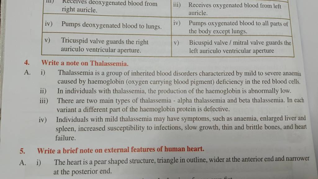 4. Write a note on Thalassemia. A. i) Thalassemia is a group of inherited..