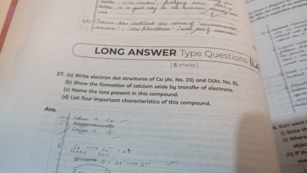 LONG ANSWER Type Questions [5 marks] 27. (a) Write electron dot structure..