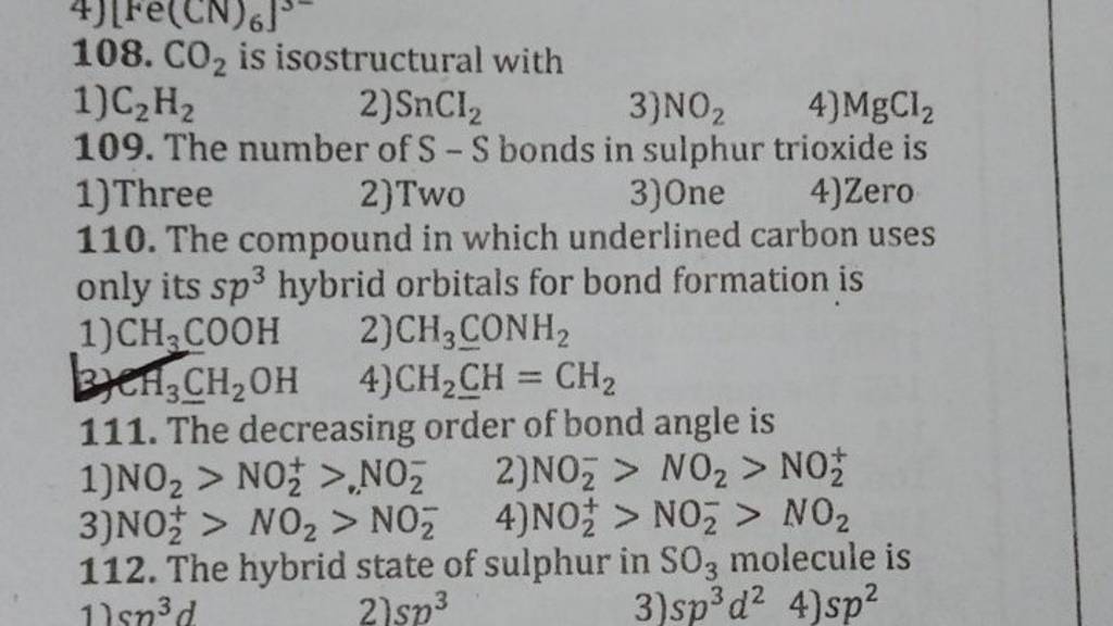 The hybrid state of sulphur in SO3 molecule is | Filo